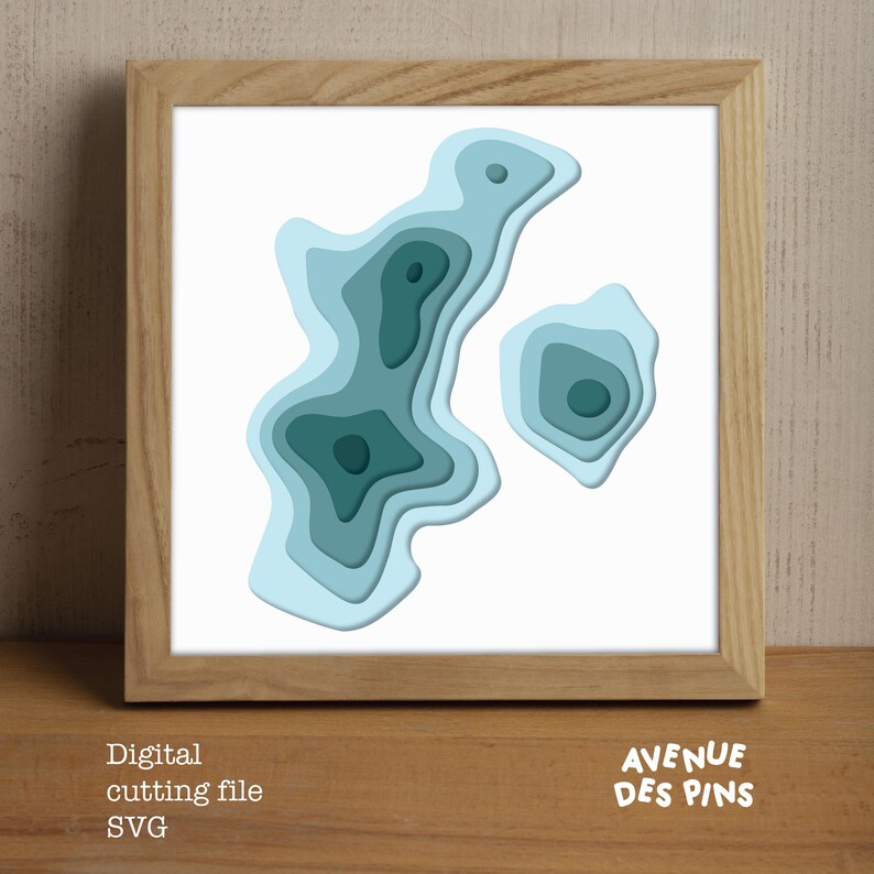 Minimalist Topography Shadow Box SVG, Iceland Landscape Layered Paper ...