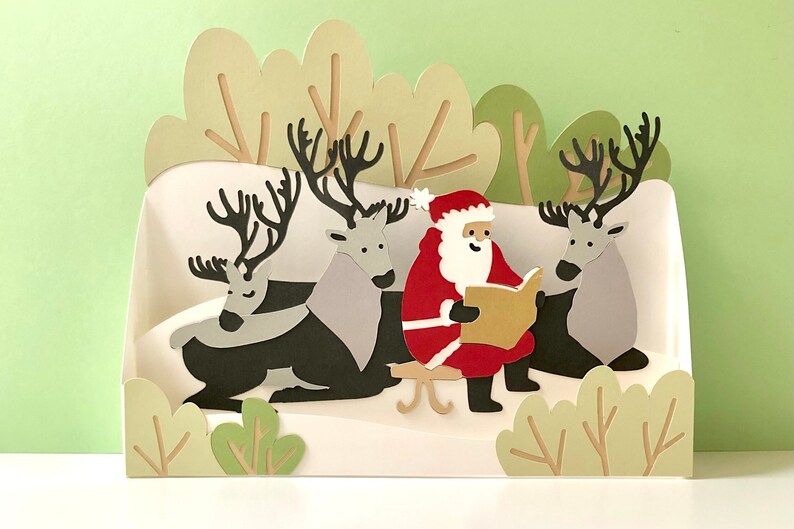 Christmas Pop up Card | Santa Pop up Card SVG | 3D Papercut SVG Card ...