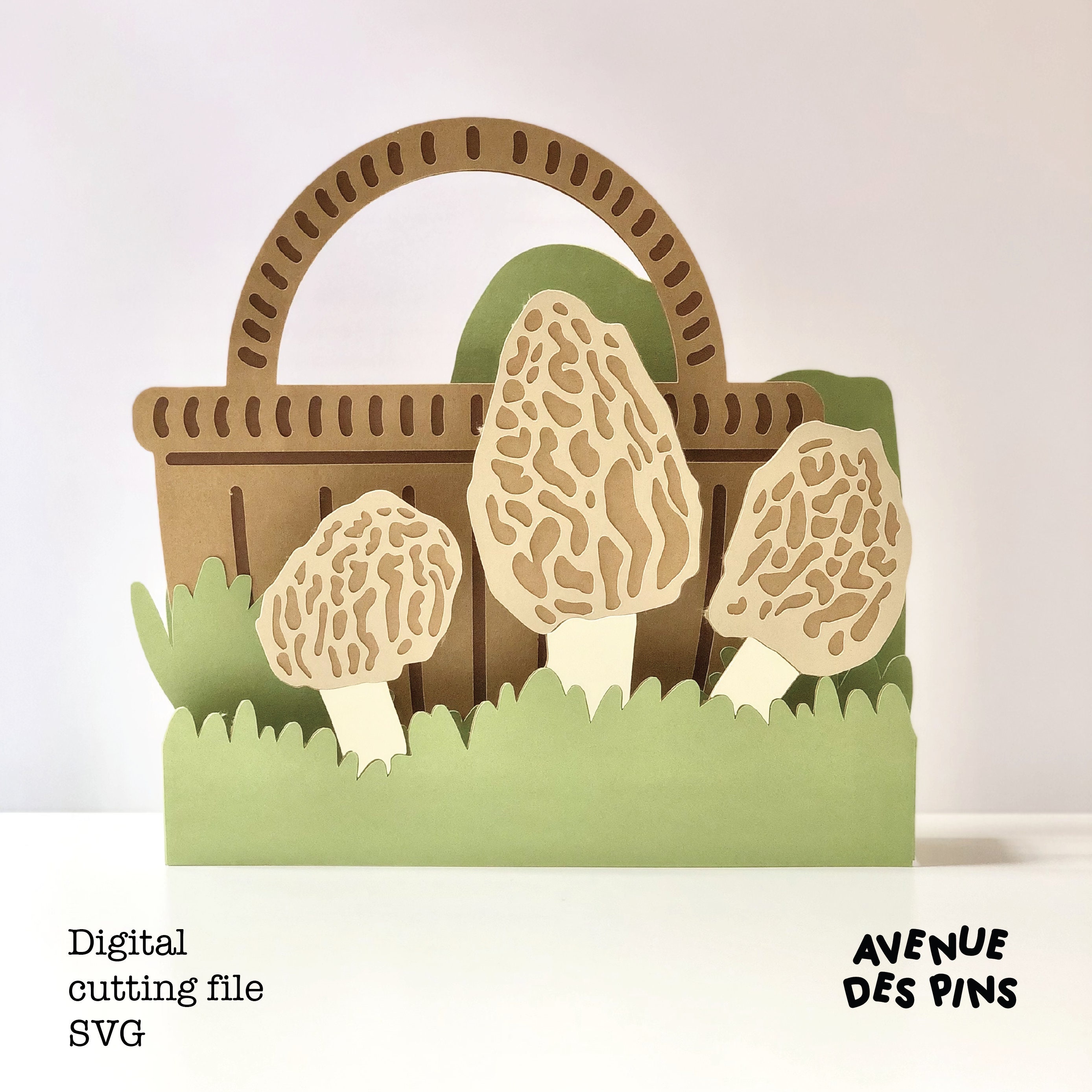 Mushroom Pop up Card | Morels Pop up Card SVG | 3D Papercut SVG Card ...