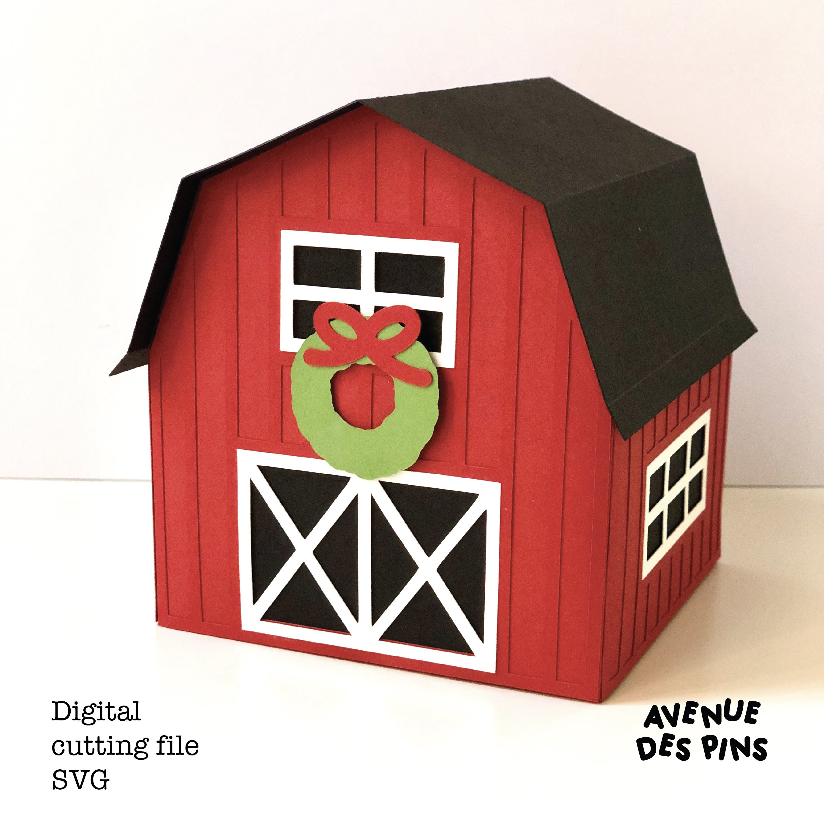 Barn Lamp Template 3D Paper Lamp SVG 3D Barn SVG Box Cut File Cricut ...