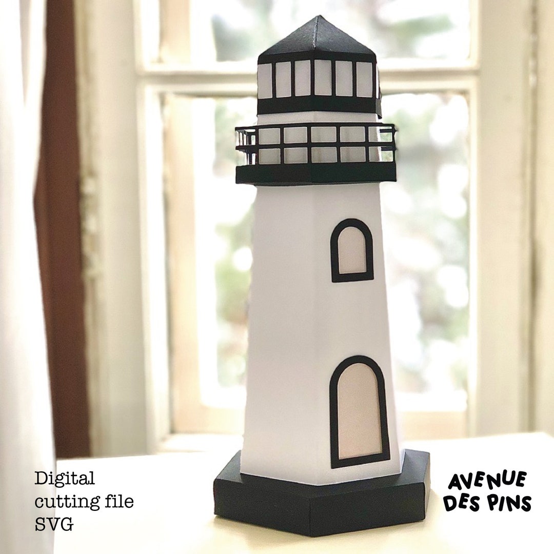 Lighthouse Paper Lamp | Nautical Home Decor | DIY Paper Craft SVG ...