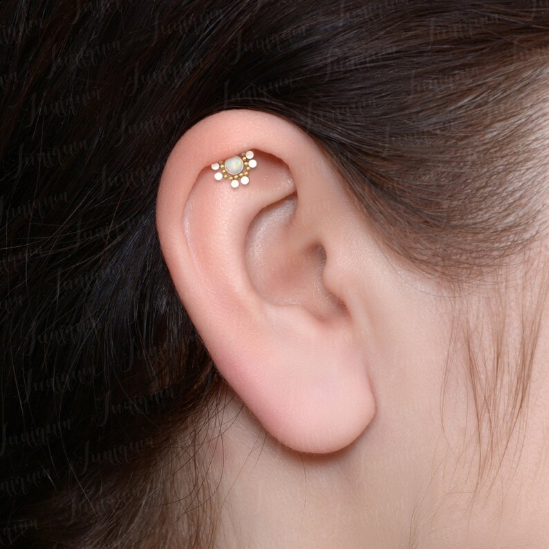 Surgical steel cartilage stud earring. Flat back helix | Etsy