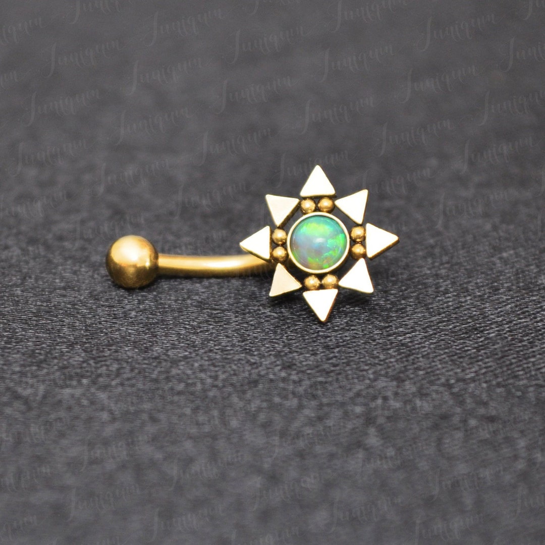 Surgical Steel Eyebrow Barbell. Rook Earring. Curved Barbell Opal ...