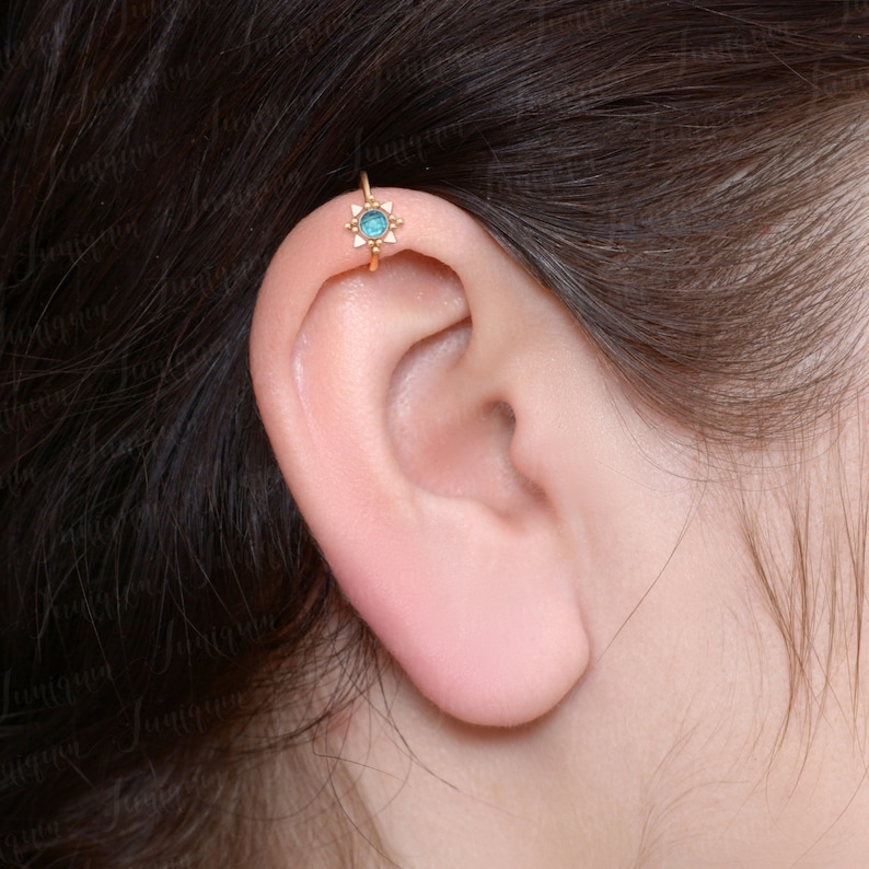 Forward Helix Piercing. Tragus Earring Gold. Rook Hoop. - Etsy