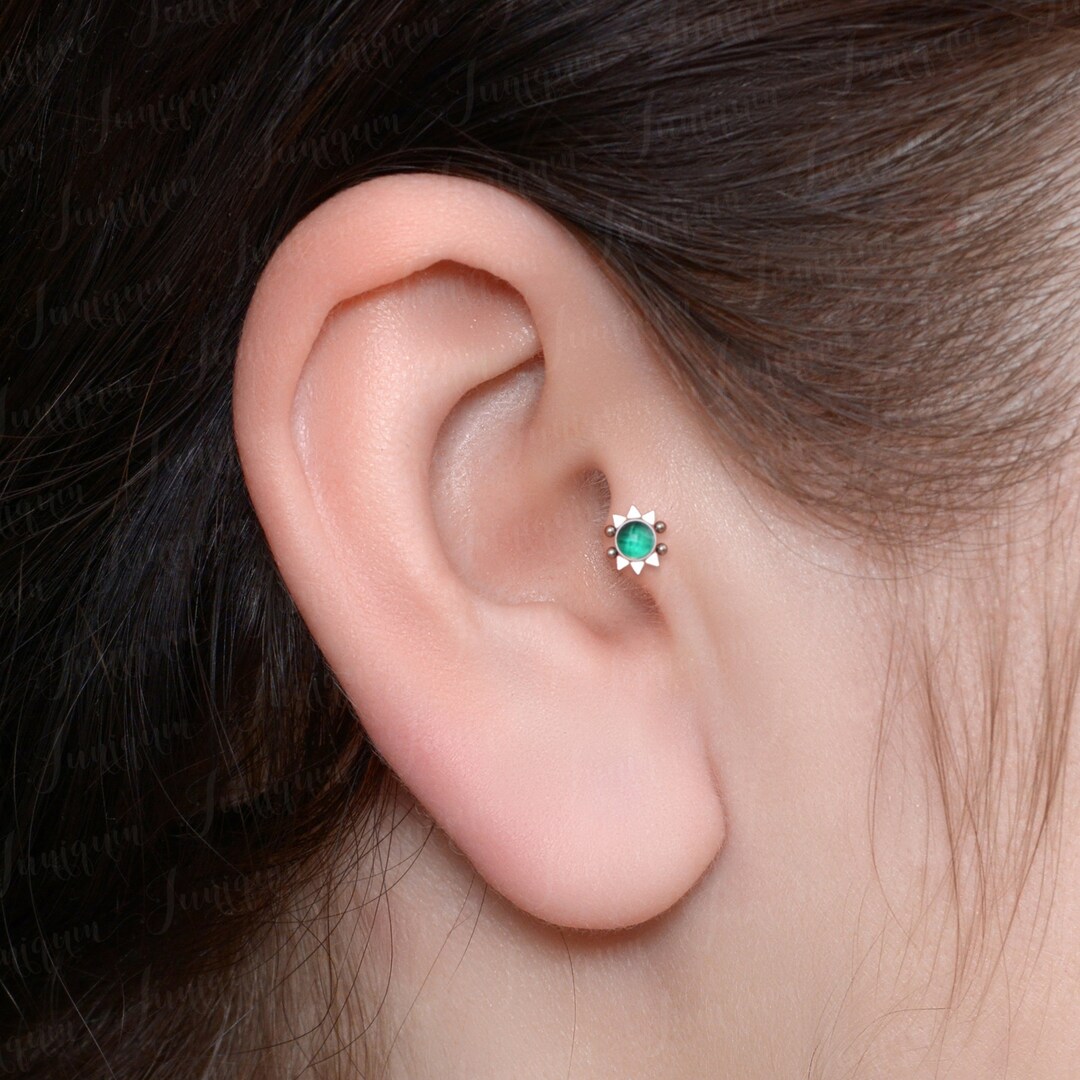 Tragus Stud Flat Back. Conch Earring. Labret Jewelry. Forward Helix ...