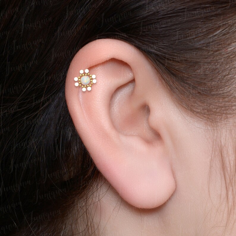 Surgical steel cartilage stud earring. Flat back helix | Etsy