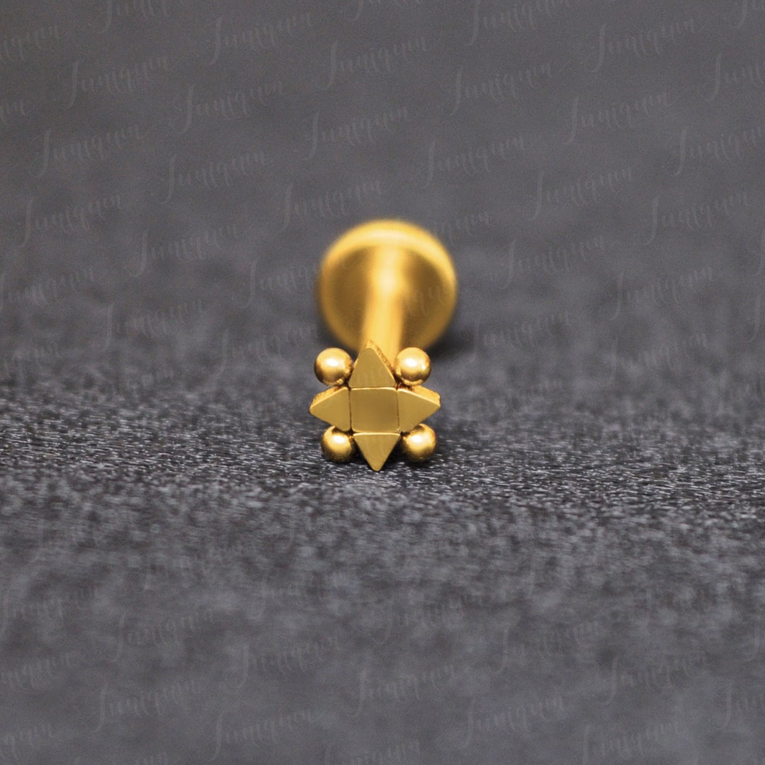 Tragus Stud Flat Back. Conch Earring. Labret Jewelry. Forward Helix ...