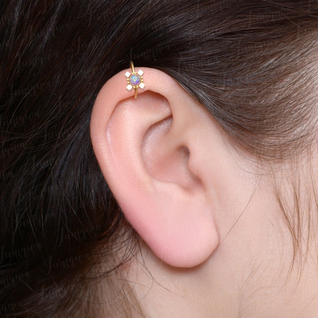 Cartilage Earring. Rook Piercing Hoop. Tragus Earring. Forward Helix ...