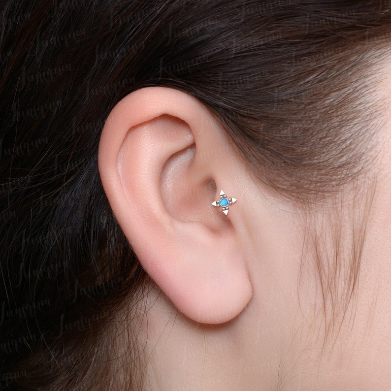 Tragus Stud Flat Back. Conch Earring. Labret Jewelry. Forward - Etsy