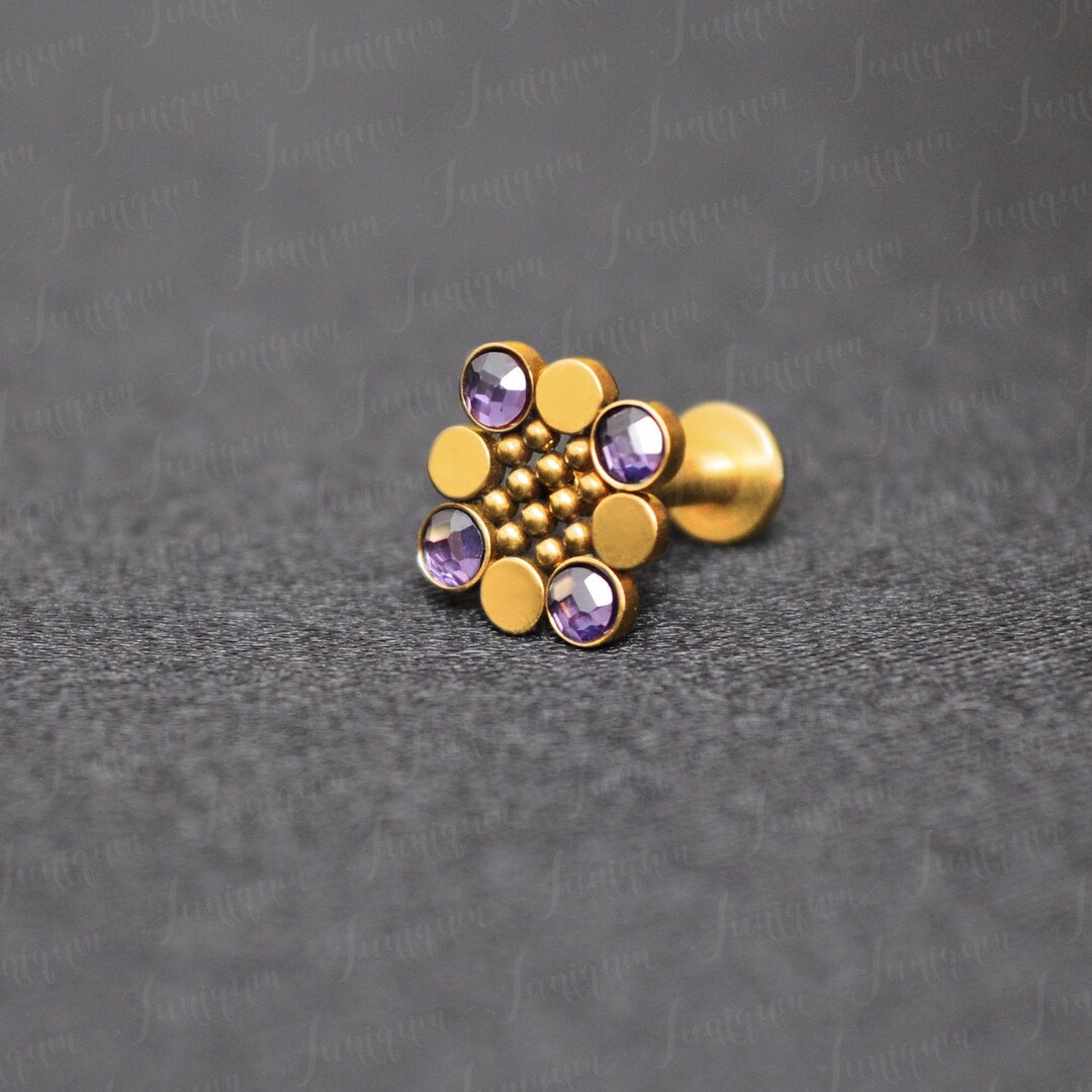 Tragus Stud Flat Back. Conch Earring. Labret Jewelry. Forward Helix ...
