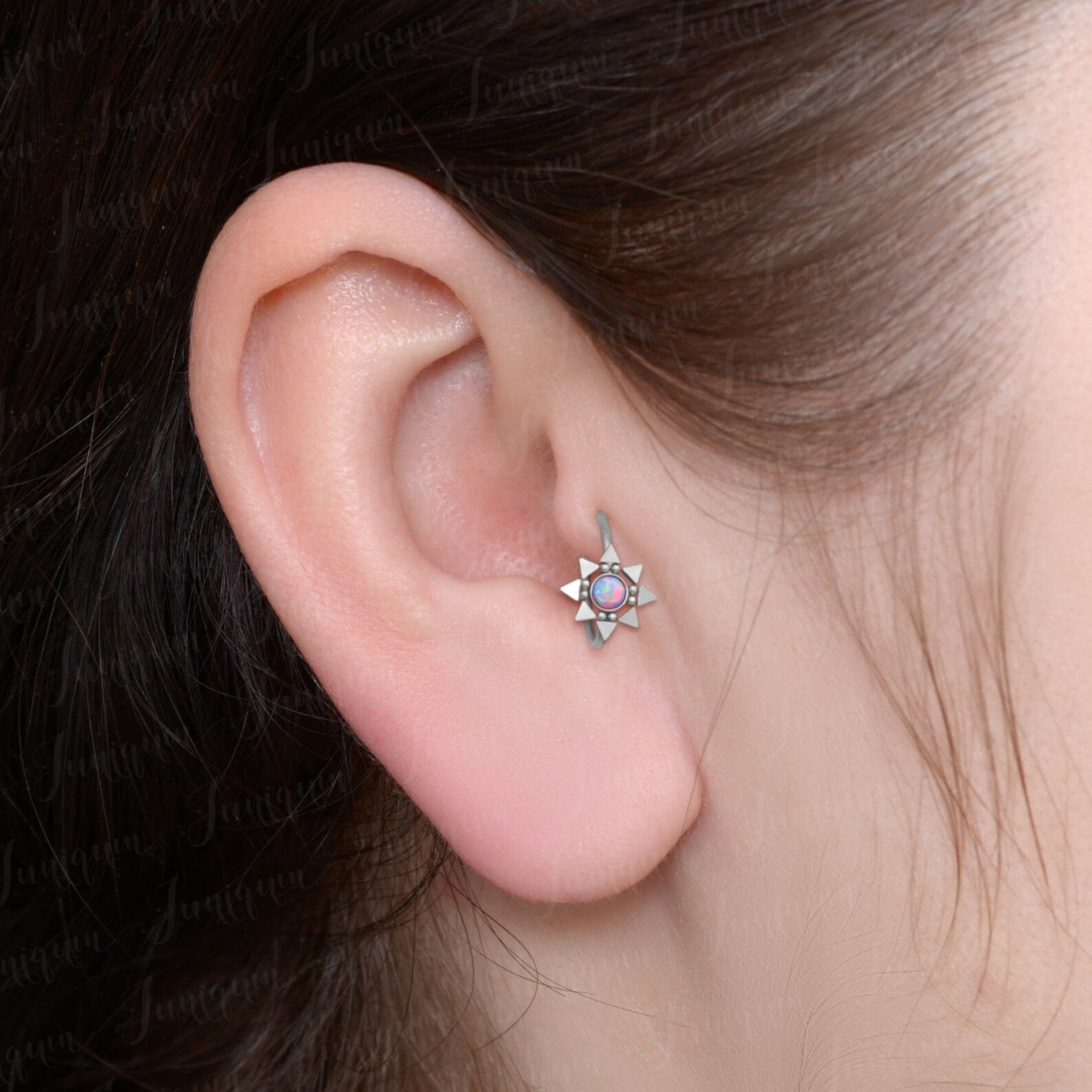 Forward helix piercing. Tragus earring gold. Rook hoop. | Etsy