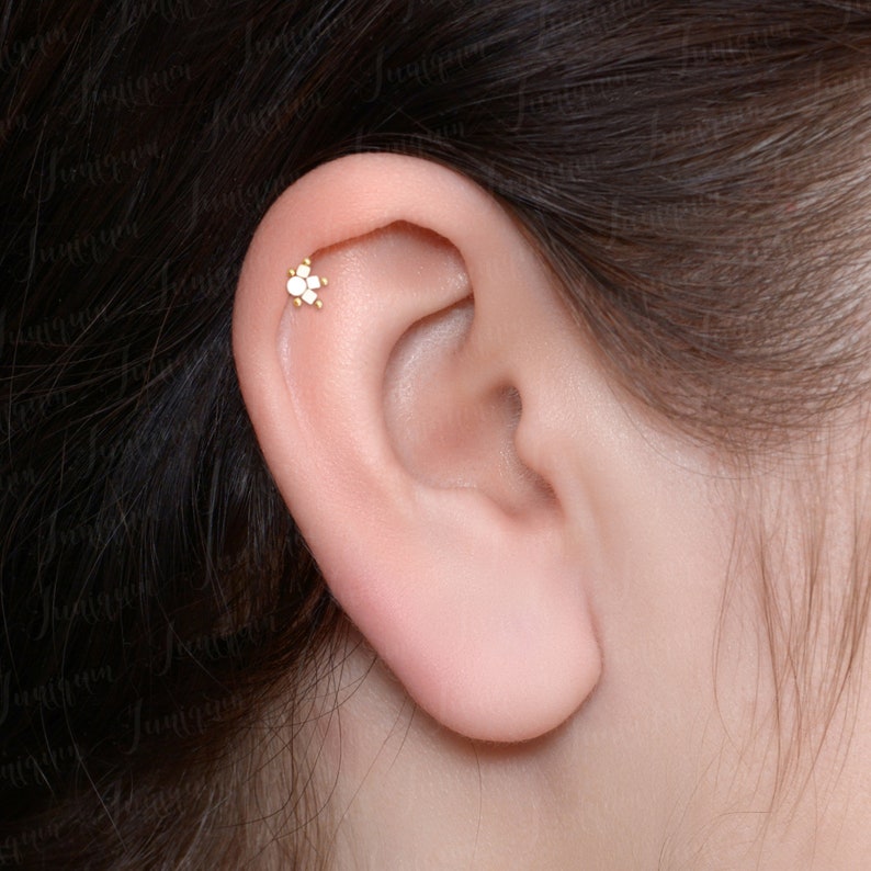 Tragus Earring. Flat Back Cartilage Earring Surgical Steel. Labret Stud ...