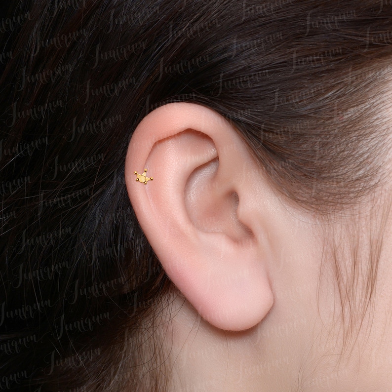 Surgical Steel Cartilage Stud Earring. Flat Back Helix Earring. Tragus ...