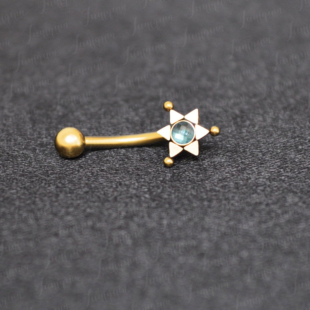 Surgical Steel Eyebrow Barbell. Rook Earring. Curved Barbell Opal ...