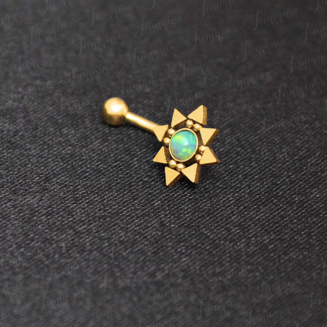 Surgical Steel Eyebrow Barbell. Rook Earring. Curved Barbell Opal ...