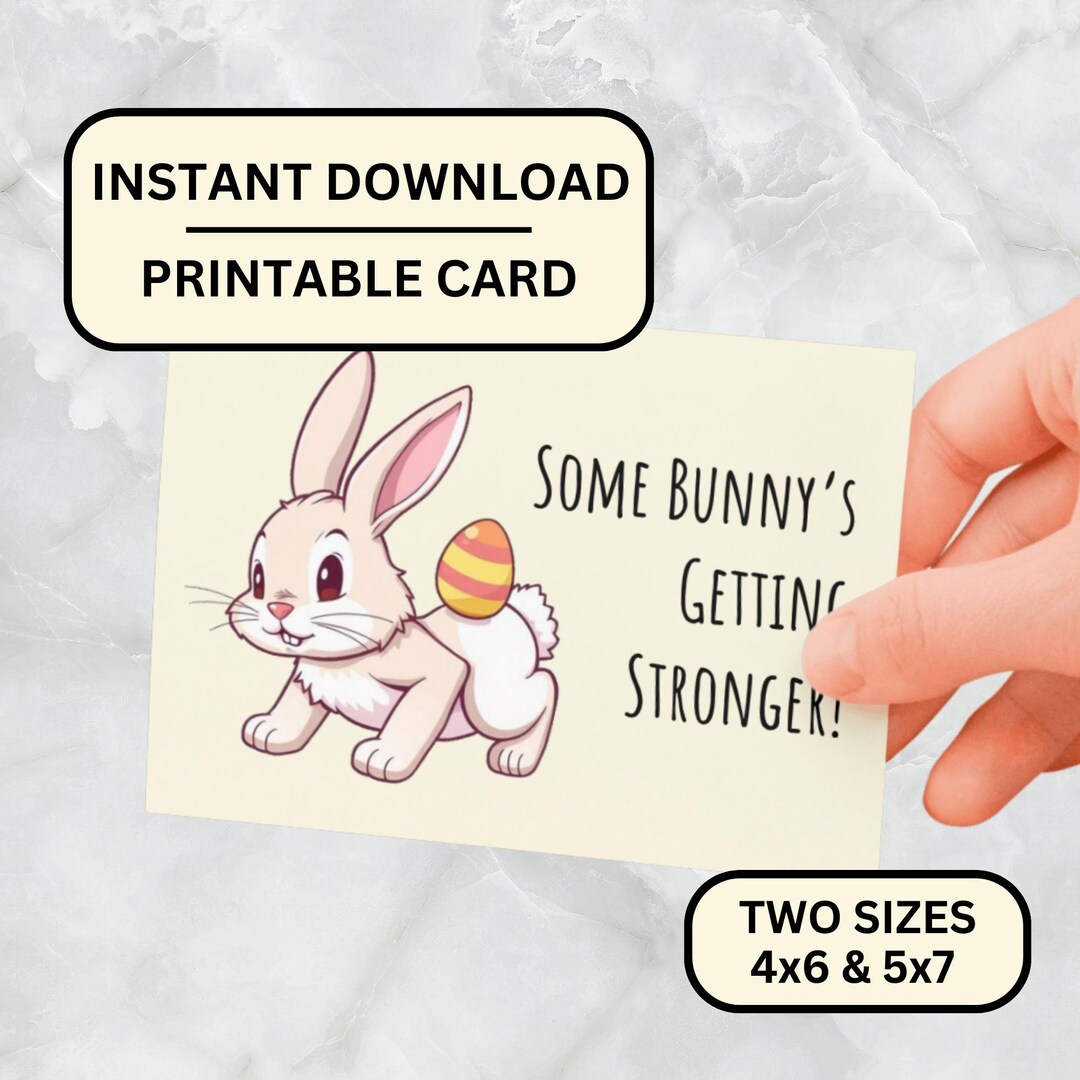 Easter Fitness Card, Digital Download Easter Bunny Working Out ...