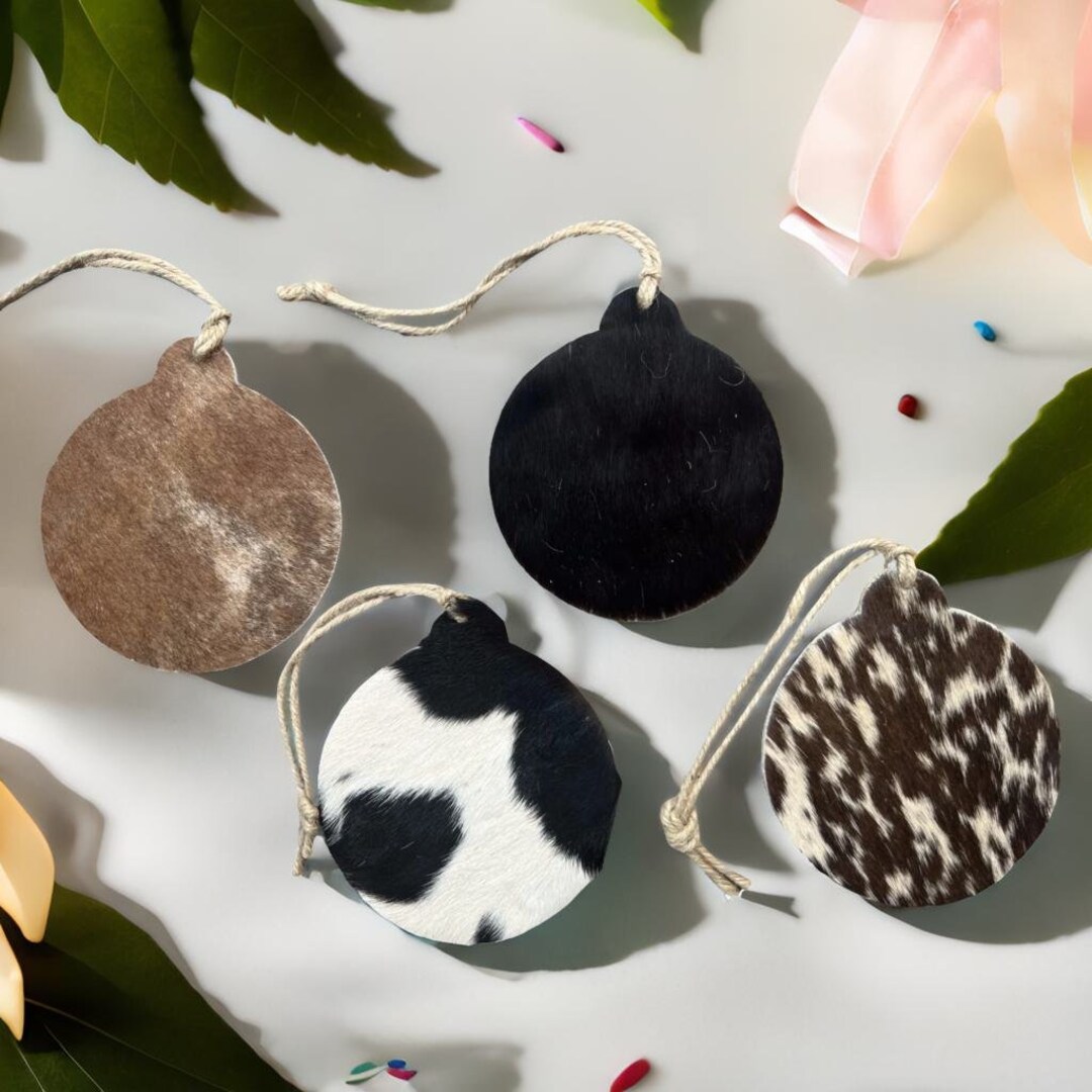 Rustic Cowhide Ornaments - Handcrafted Western-inspired Hanging Decor ...