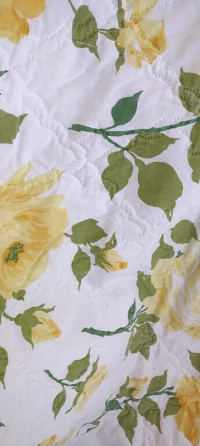 Vtg QUILTED BEDSPREAD, Yellow Roses, Full Size Bed - Etsy