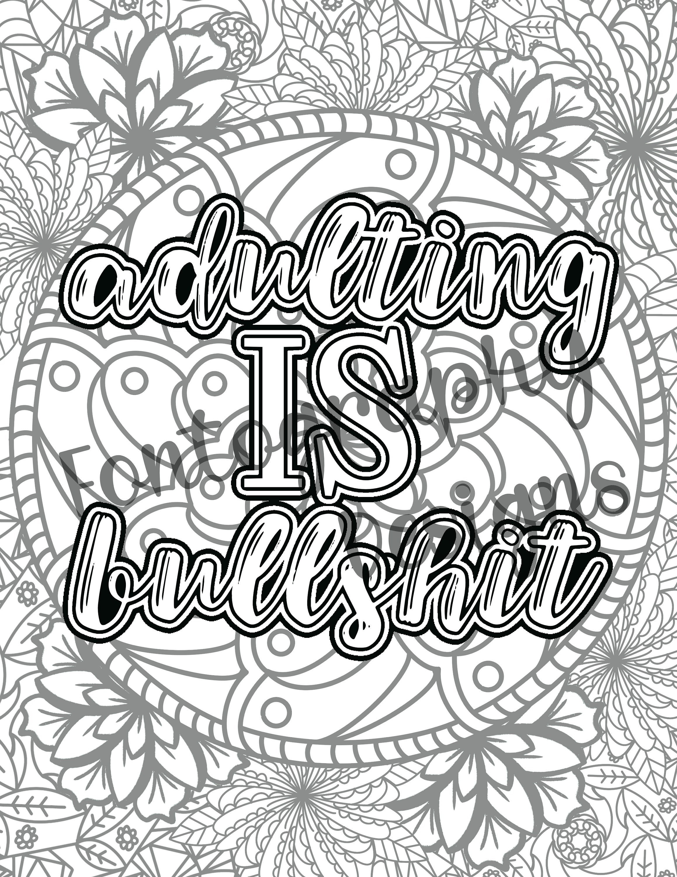 Adult Humor Coloring Page (set of 5) - Etsy