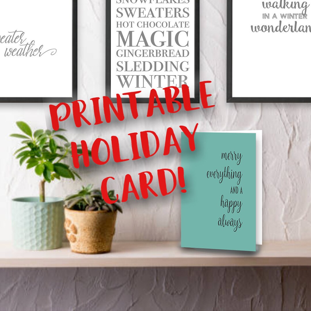 Printable Holiday Card, Merry Everything and a Happy Always - Etsy