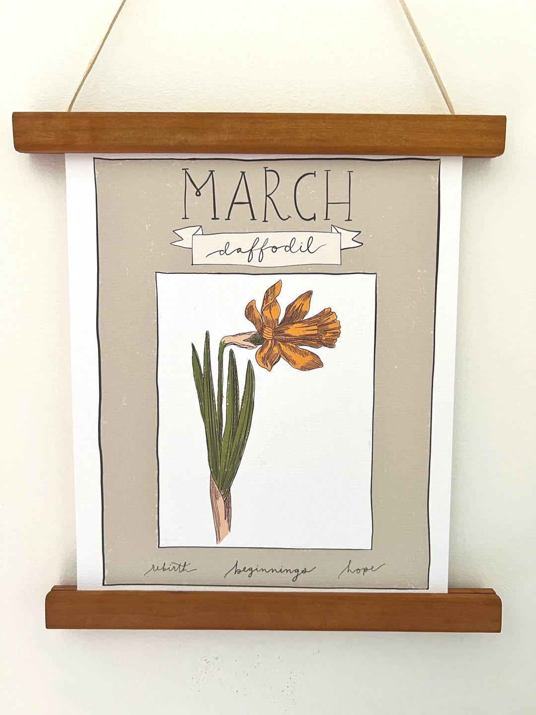 Birth Month Flower and Symbolism Print - March - Daffodil - Etsy