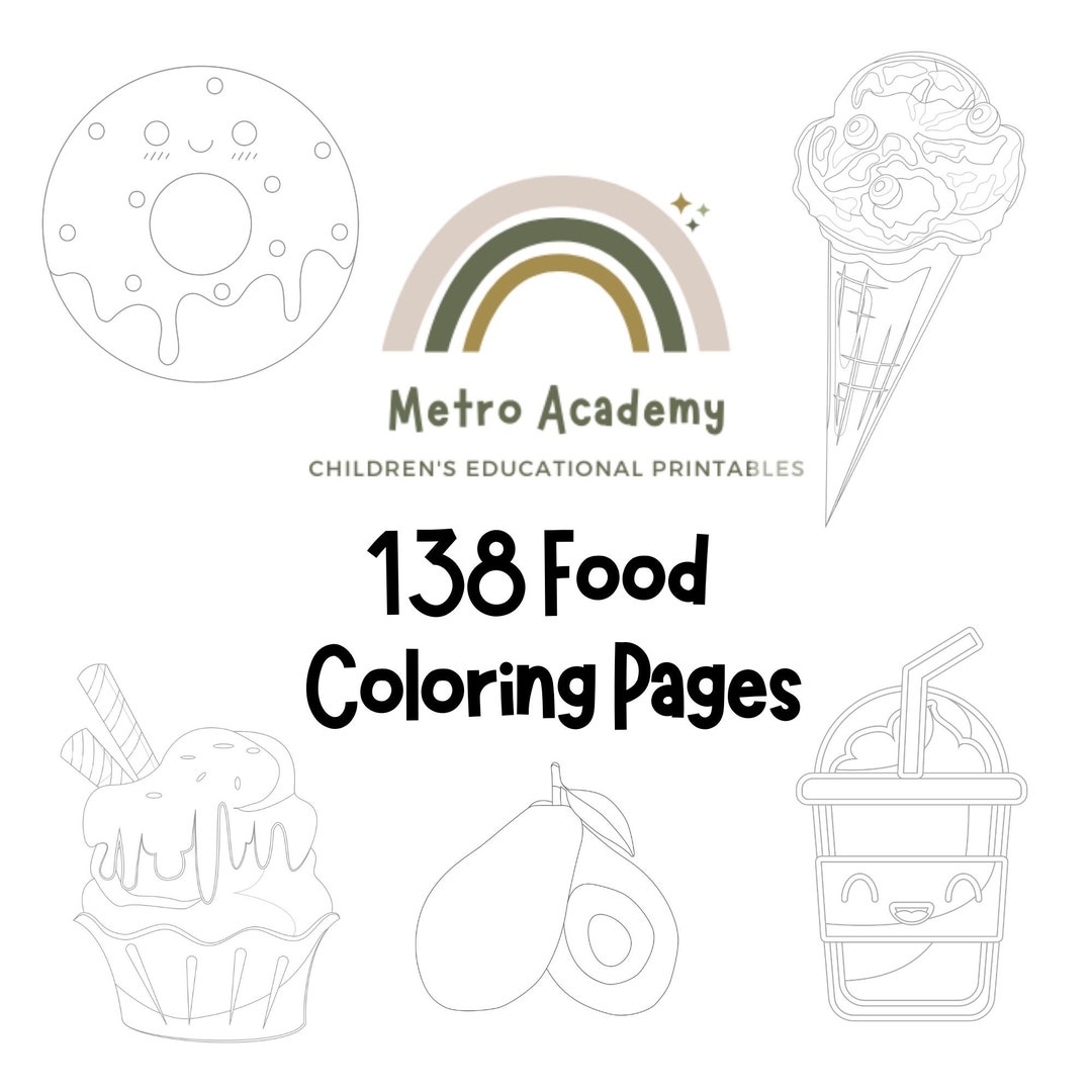 138 Food Coloring Pages - Kids Fun Coloring Pages - Instant Digital ...