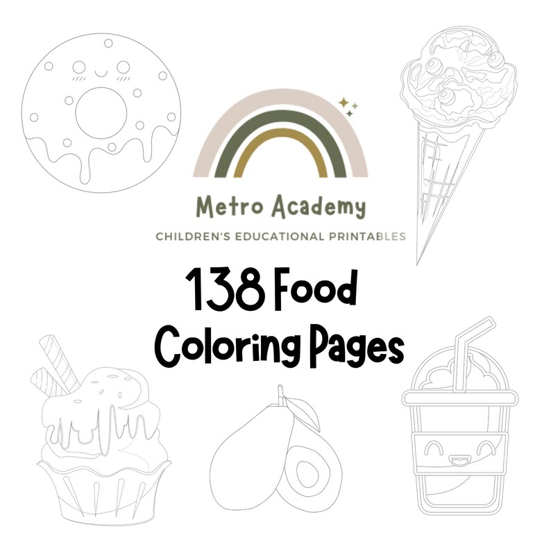 138 Food Coloring Pages - Kids Fun Coloring Pages - Instant Digital ...