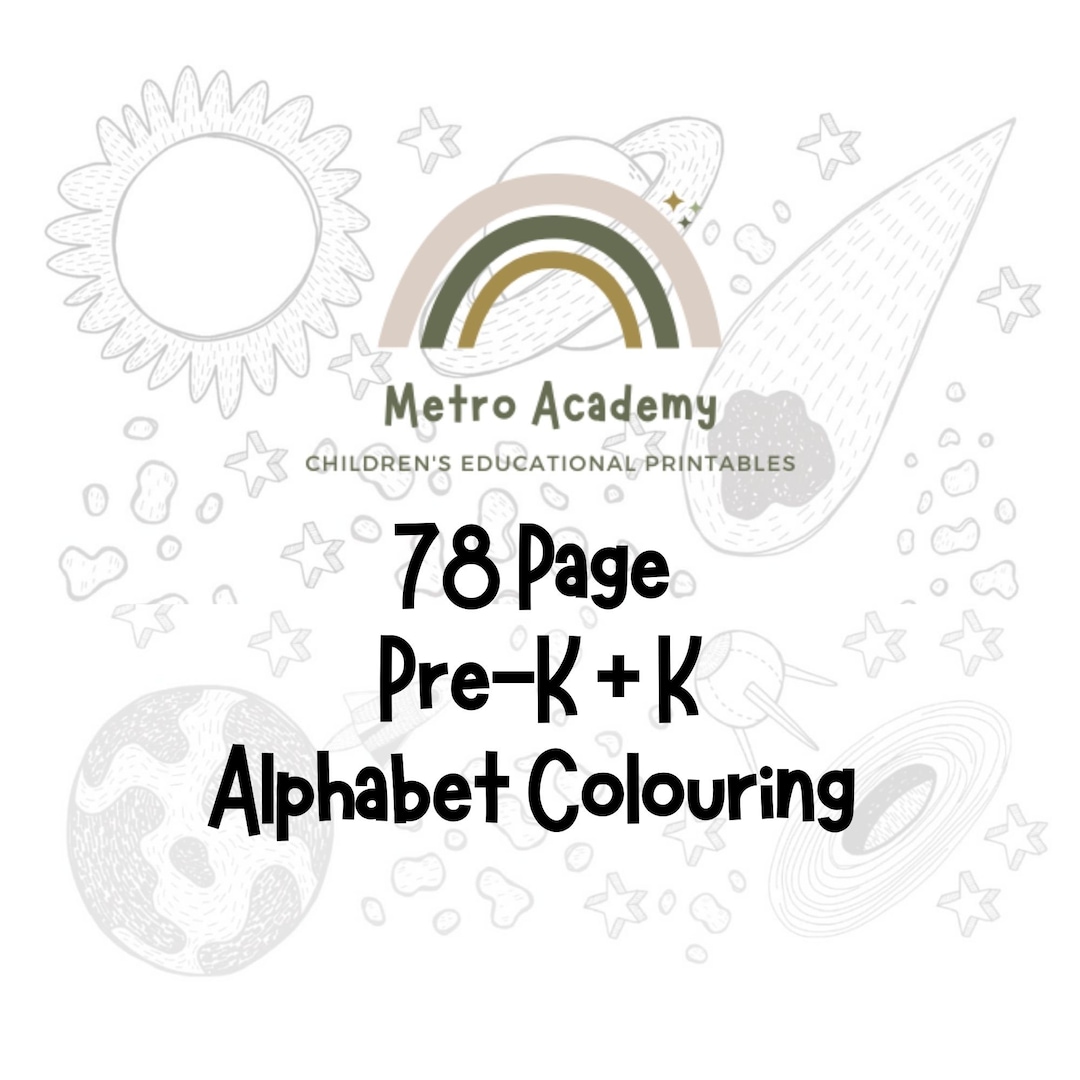 78 Page Pre-k + K Alphabet Colouring Workbook - Colour A to Z - Instant ...