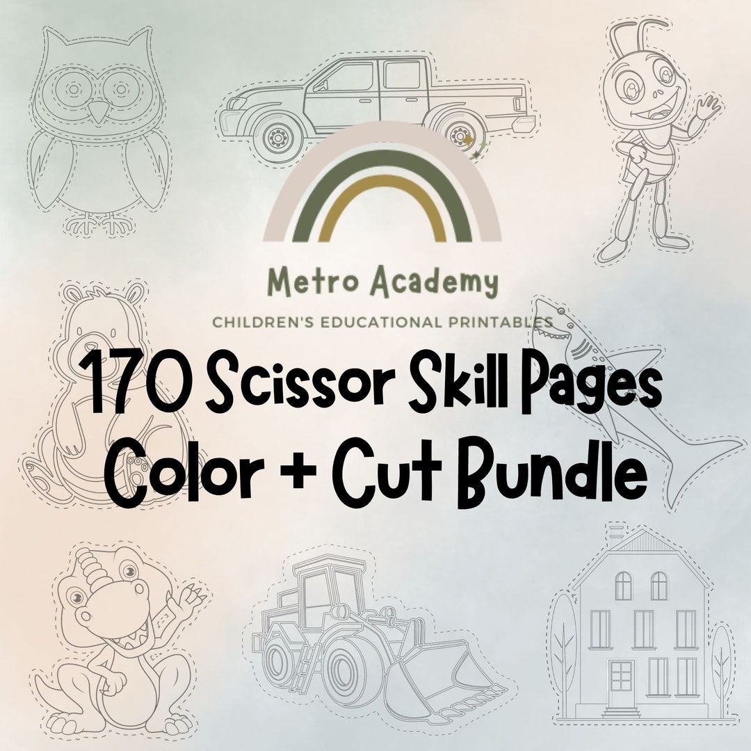 170 Pre-k + K Color and Cut Pages! Instant Digital Download - Children ...