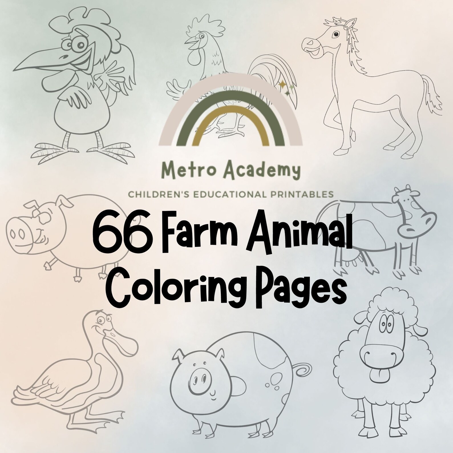 66 Pre-k + K Farm Animal Coloring Pages Bundle! Instant Digital ...