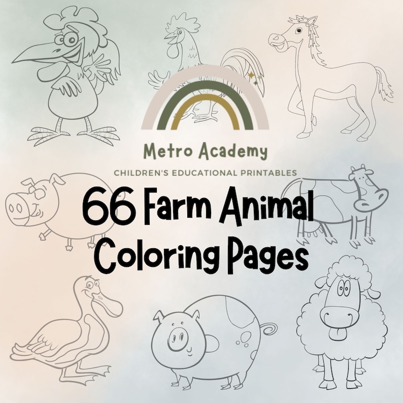 66 Pre-k + K Farm Animal Coloring Pages Bundle! Instant Digital ...