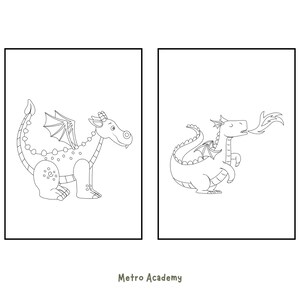 15 Pre-k + K Dragon Coloring Pages Bundle! Instant Digital Download ...
