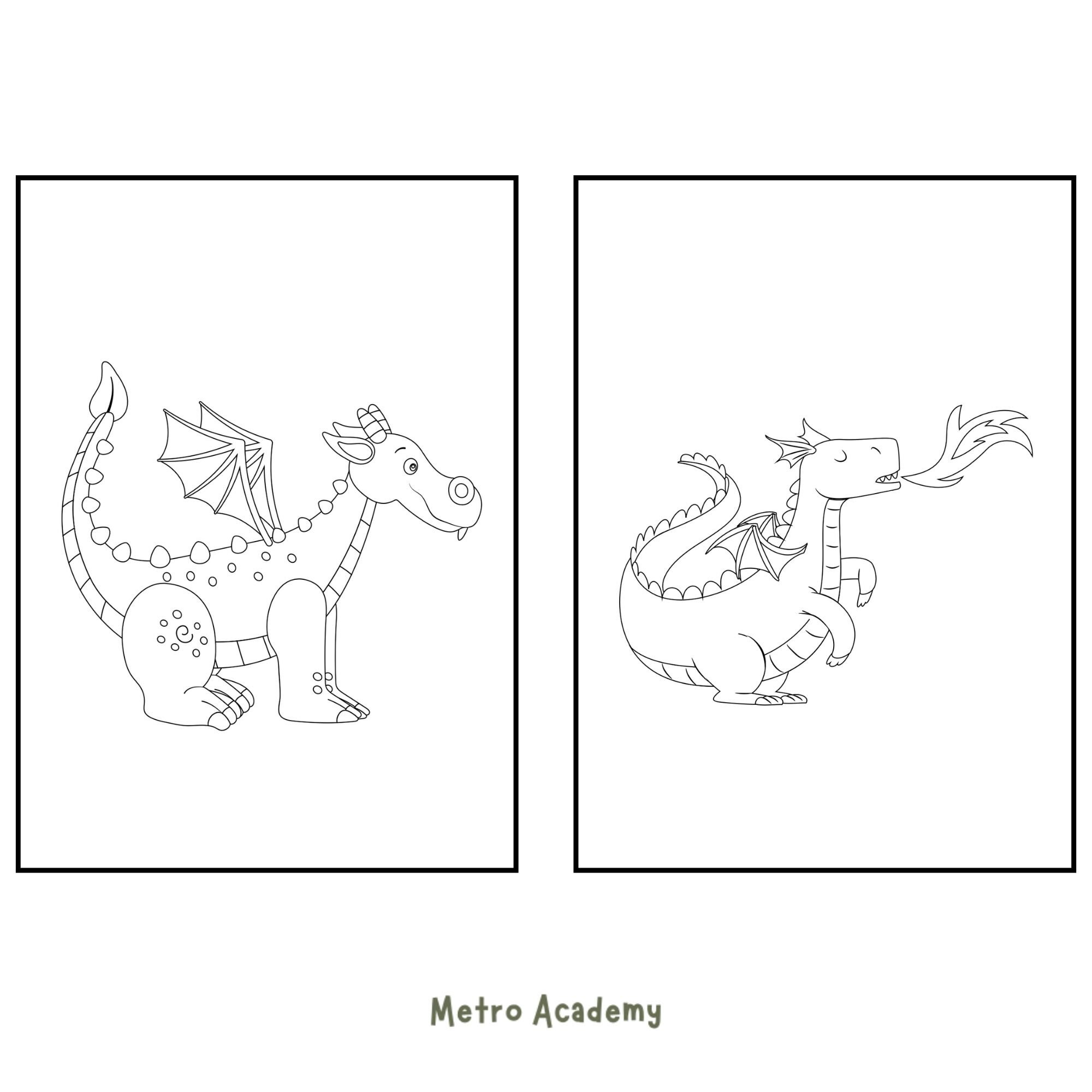 15 Pre-k + K Dragon Coloring Pages Bundle! Instant Digital Download ...