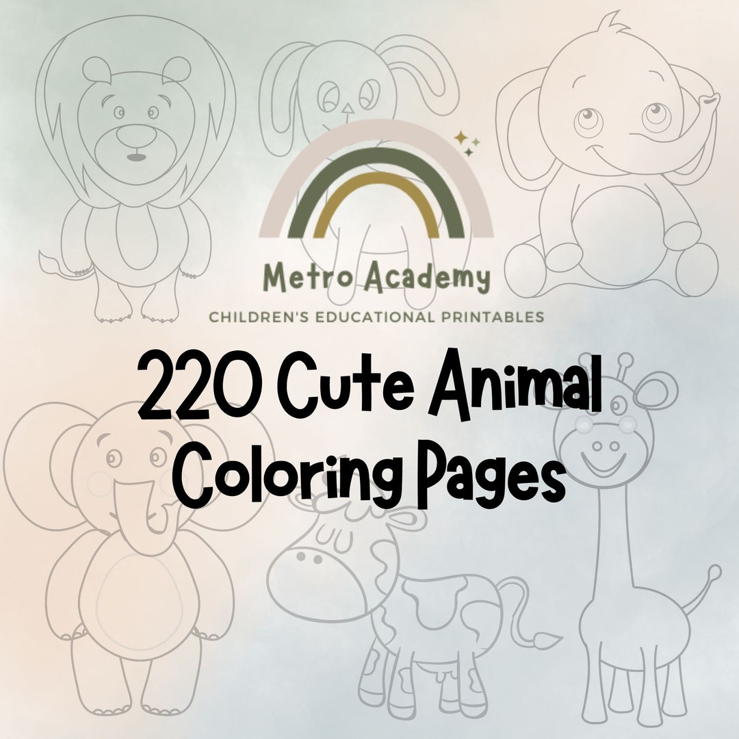 220 Cute Cartoon Animal Coloring Pages Bundle! Instant Digital Download ...