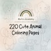 220 Cute Cartoon Animal Coloring Pages Bundle! Instant Digital Download ...