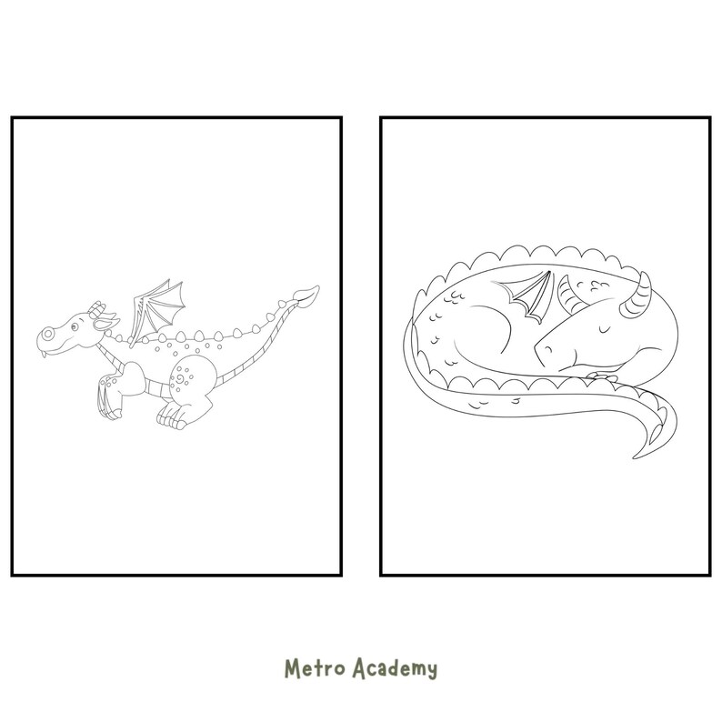 15 Pre-k + K Dragon Coloring Pages Bundle! Instant Digital Download ...
