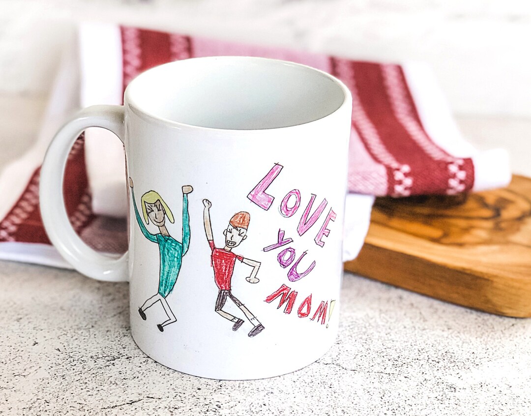 Kids Drawing on Mug, Custom Coffee Mug, Mother’s Day Gift, Father’s Day ...
