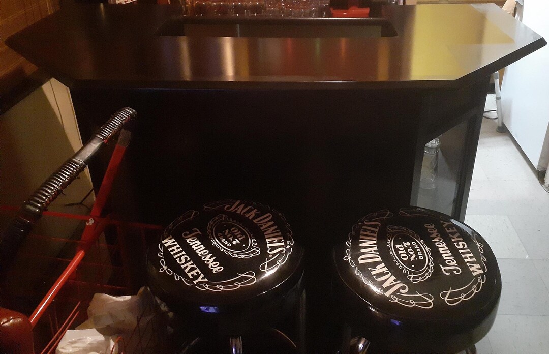 Jack Daniels Stools With Black Bar Table - Etsy