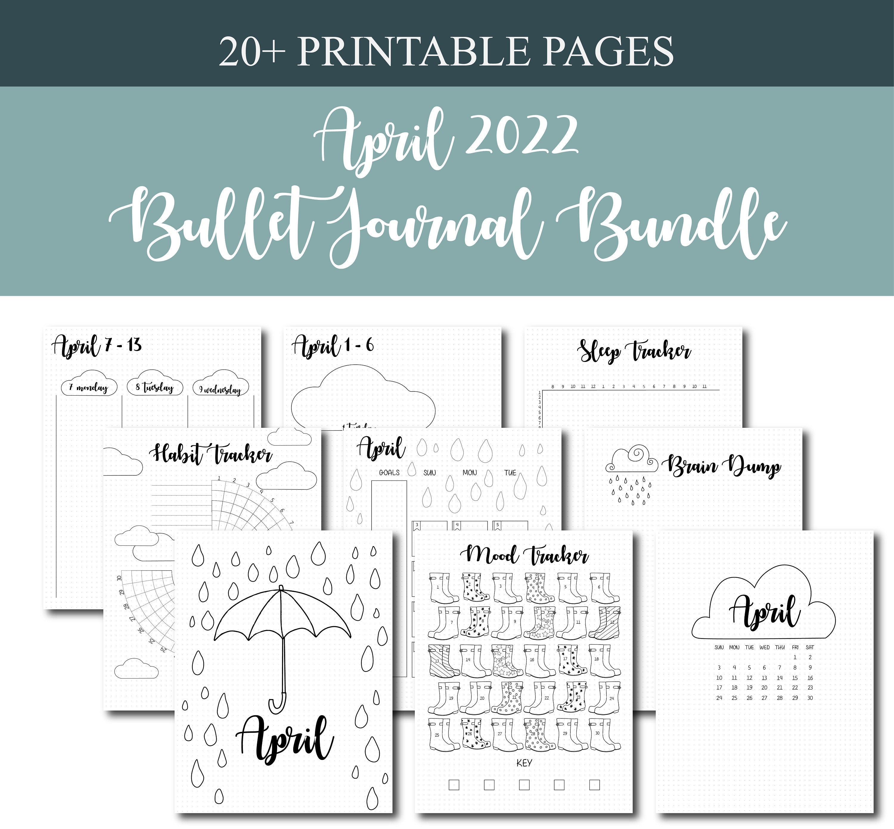 Calendars & Planners Citrus Design 21 Pages Bujo Kit April Spring ...