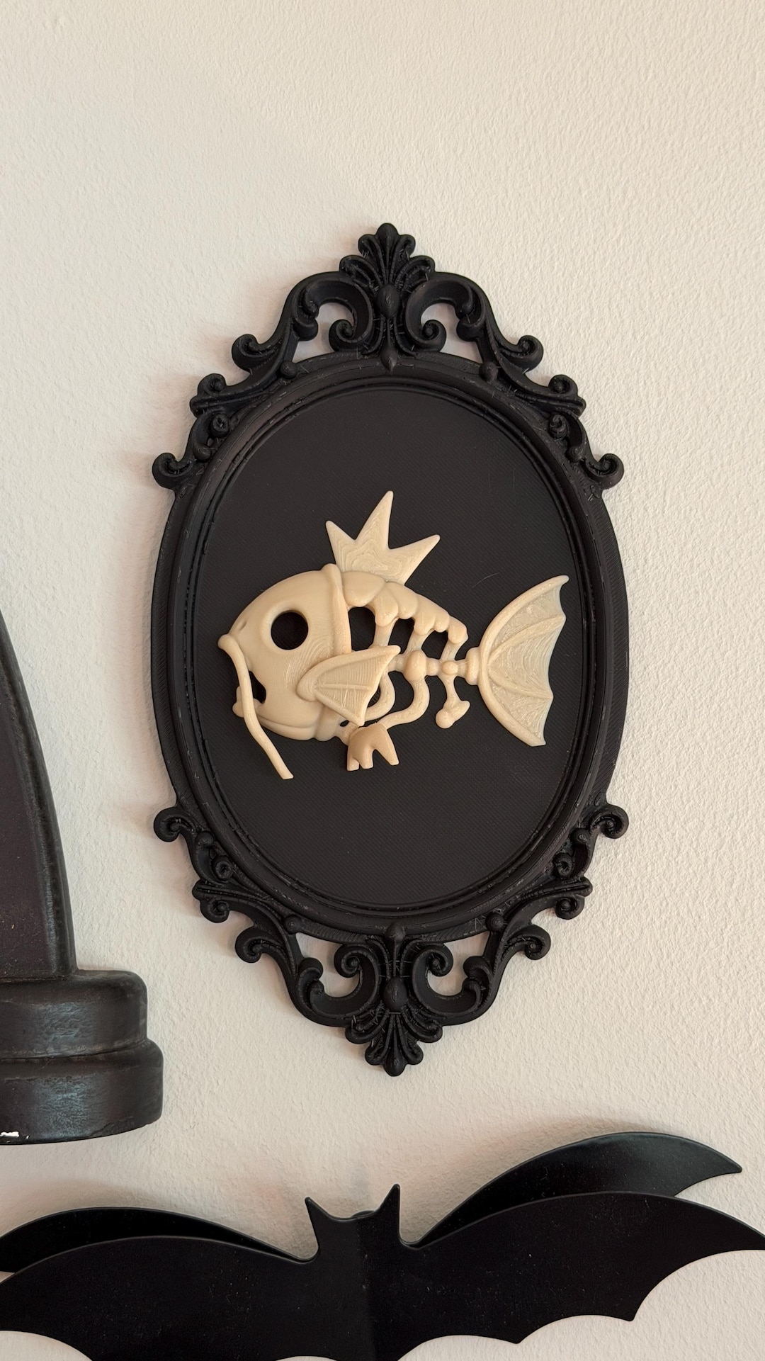 Gothic Pokémon Wall Art | Magikarp Skeleton in Ornate Black Frame ...
