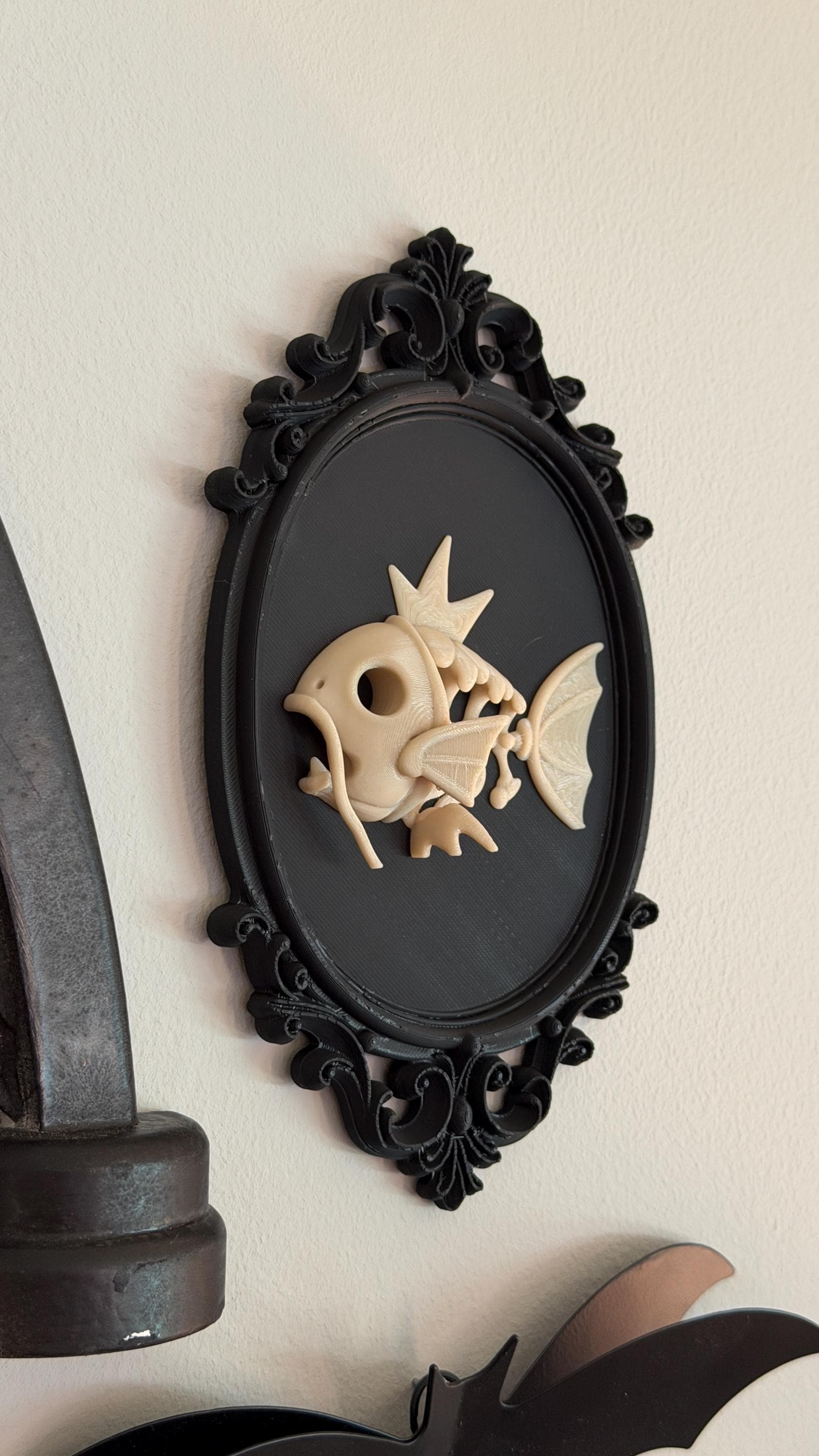 Gothic Pokémon Wall Art | Magikarp Skeleton in Ornate Black Frame ...