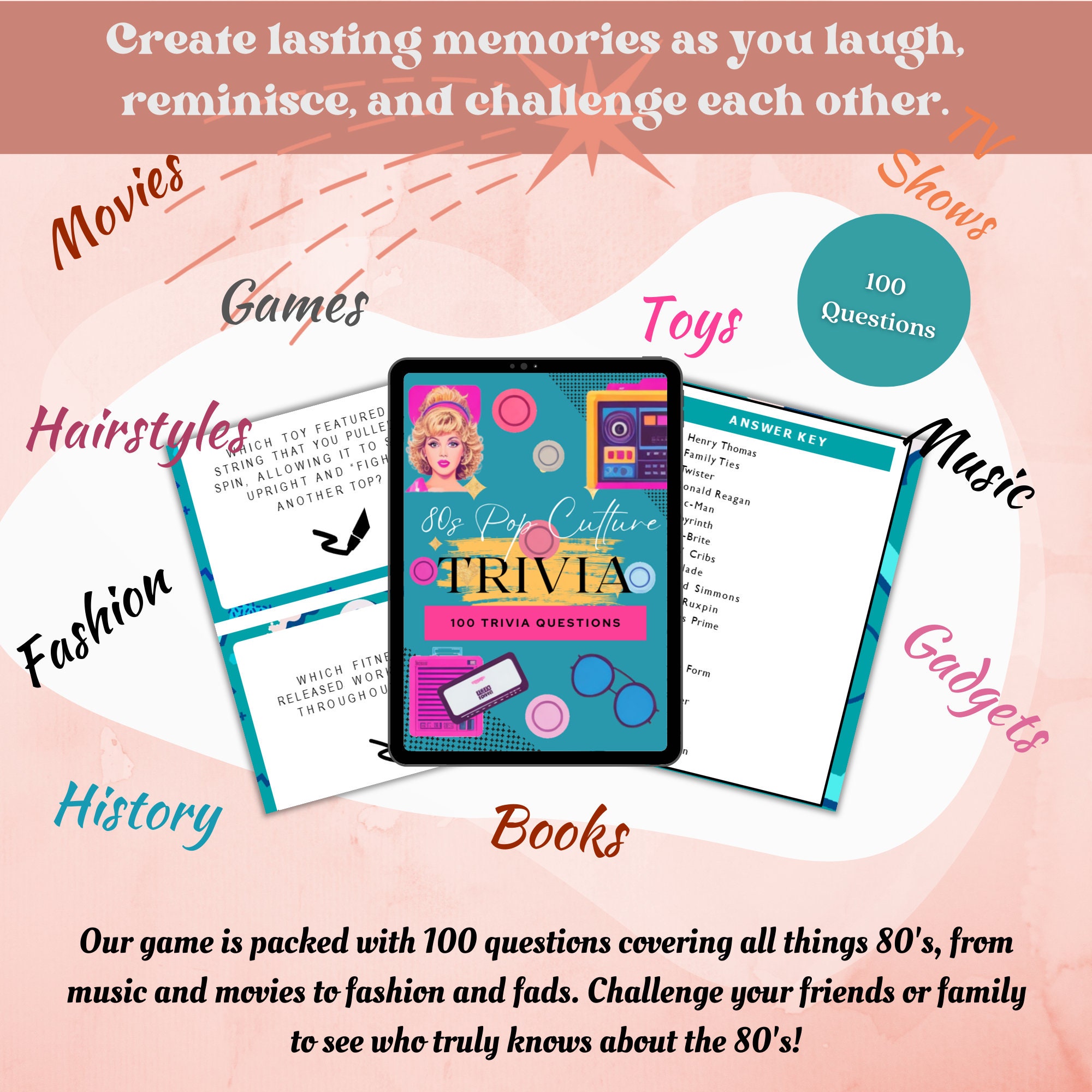 80's Pop Culture Trivia Game | Party Game| Printable | Instant Download ...