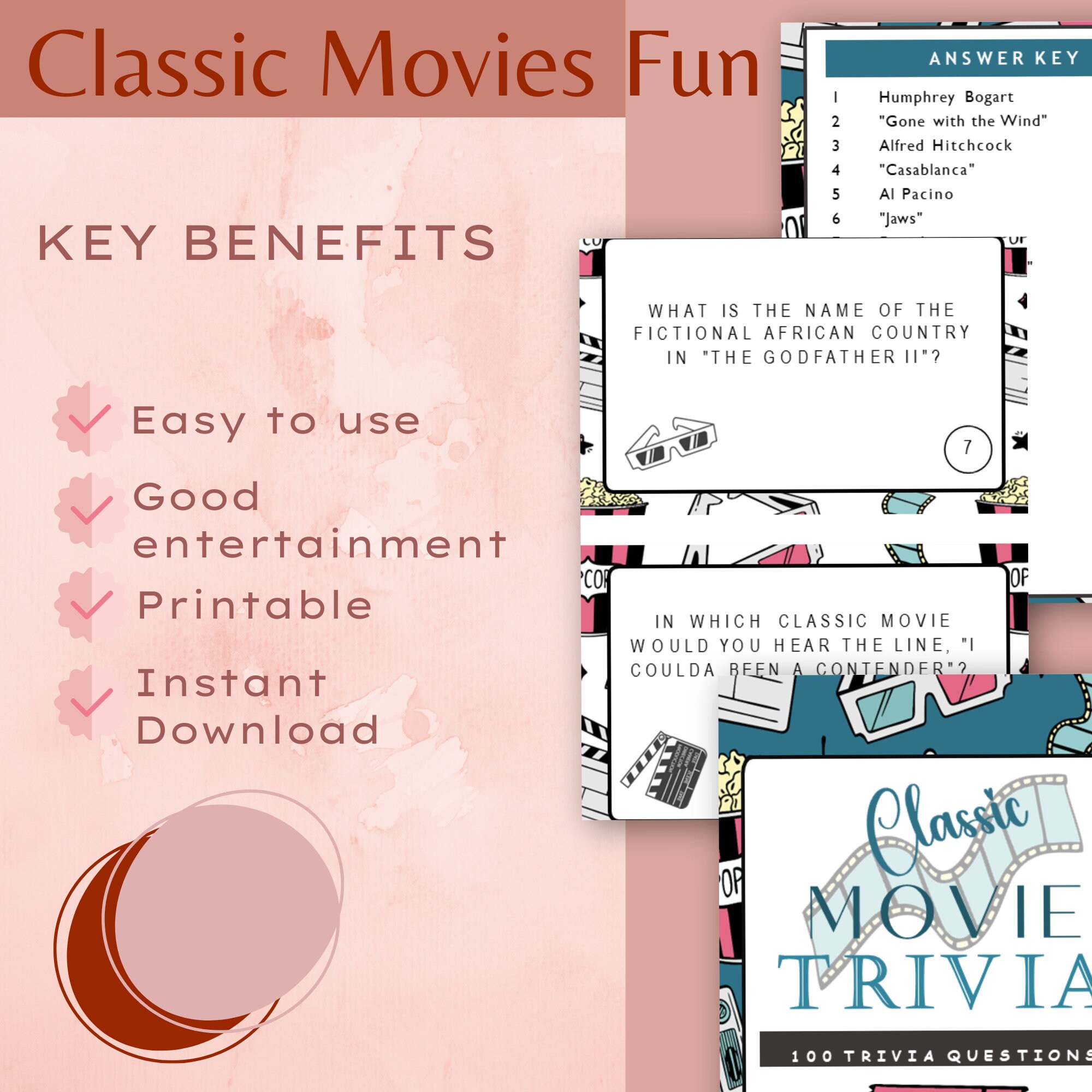 Classic Movies Trivia Game | Printable | Party Game | Instant Download ...