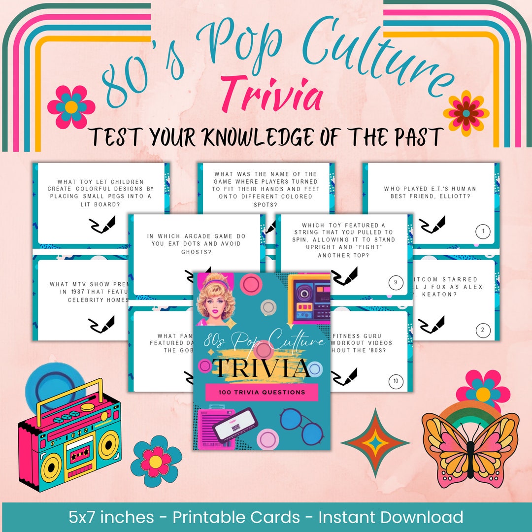 80's Pop Culture Trivia Game | Party Game| Printable | Instant Download ...