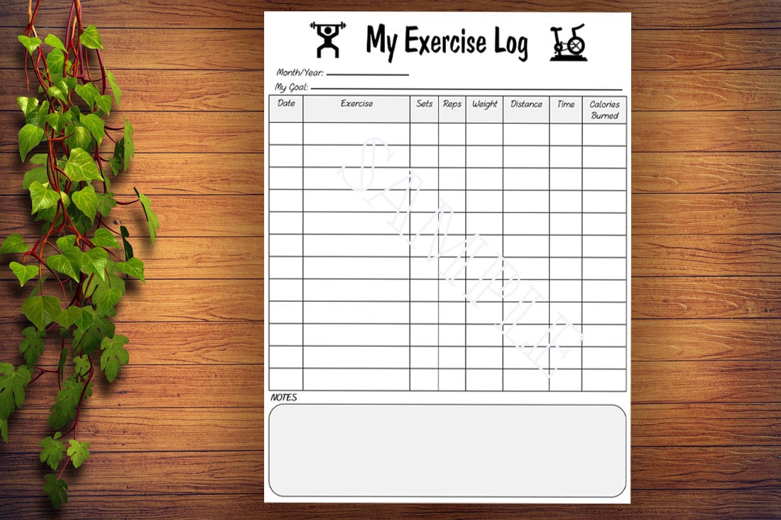 Workout Log Sheet| Printable Workout Log| Exercise Log Sheet | Instant ...