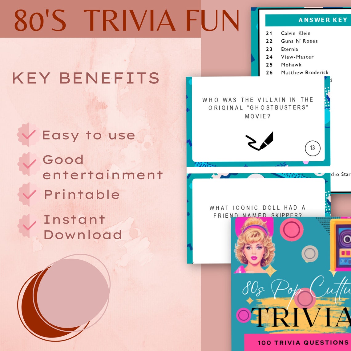 80's Pop Culture Trivia Game | Party Game| Printable | Instant Download ...