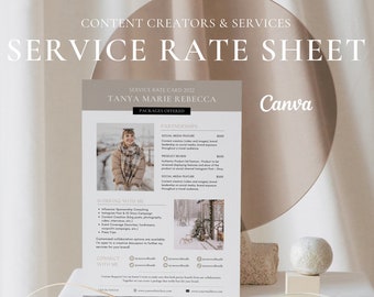 Content Creator Rate Card, Price Sheet Canva Template, Influencer Rate ...