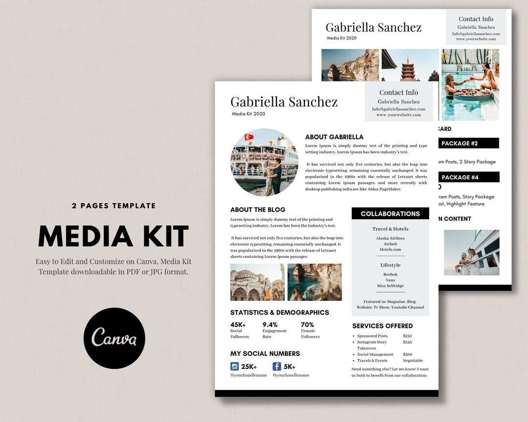 Media Kit Template, Media Kit Canva, Editable Press Kit, Professional ...