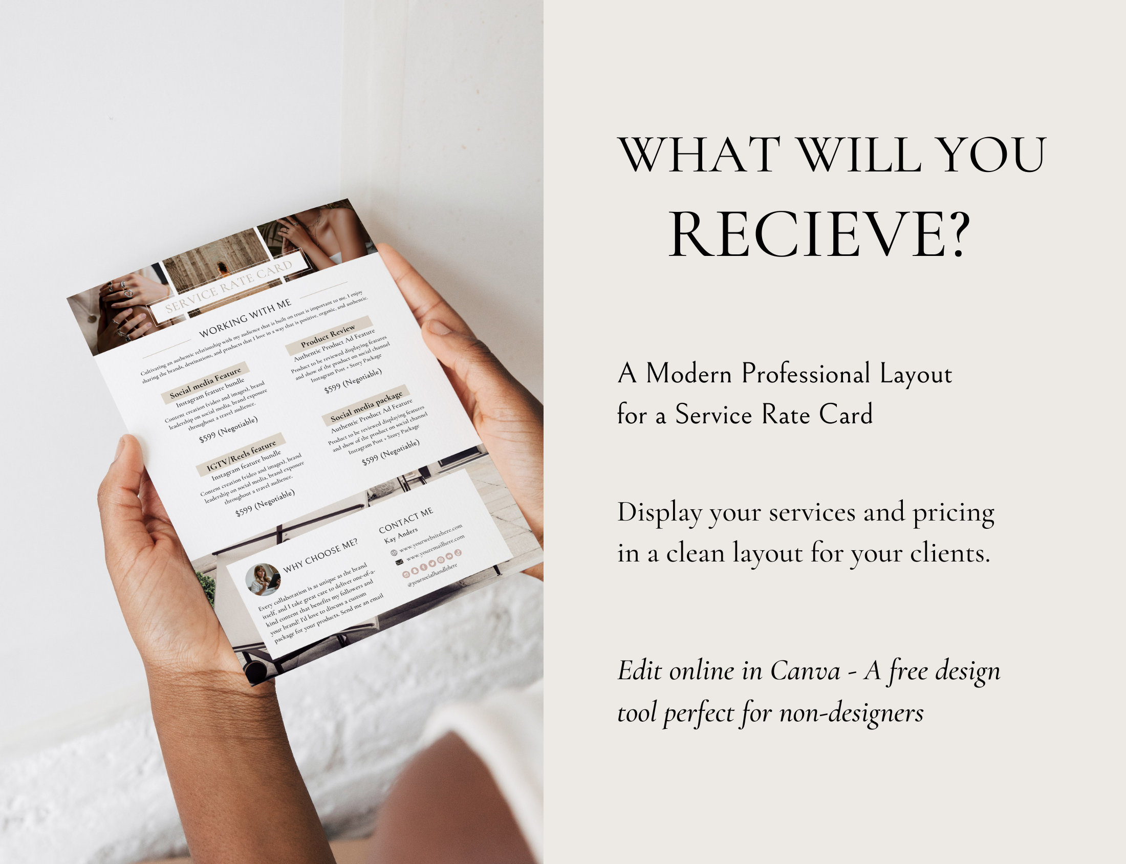Content Creator Rate Card, Price Sheet Canva Template, Influencer Rate ...