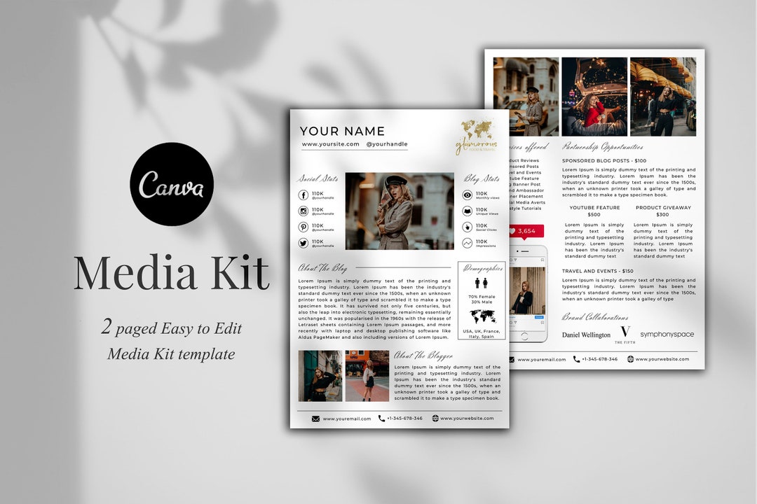 Media Kit Template, 2 Page Instant Download, Editable Press Kit ...
